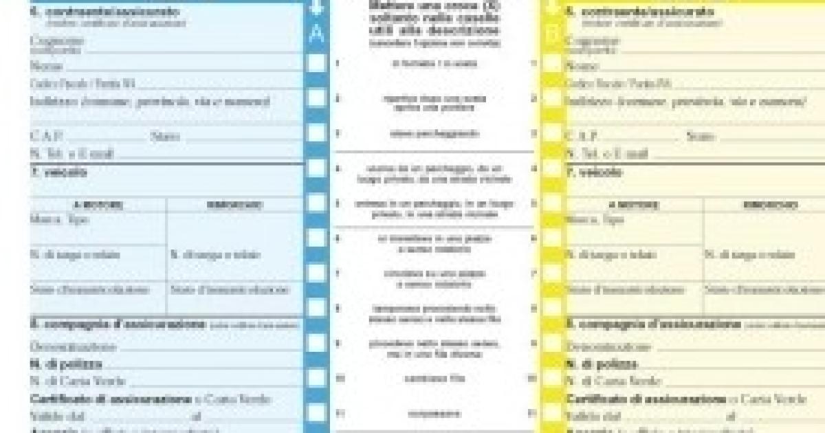 Modulo di Constatazione Amichevole, consigli per la compilazione
