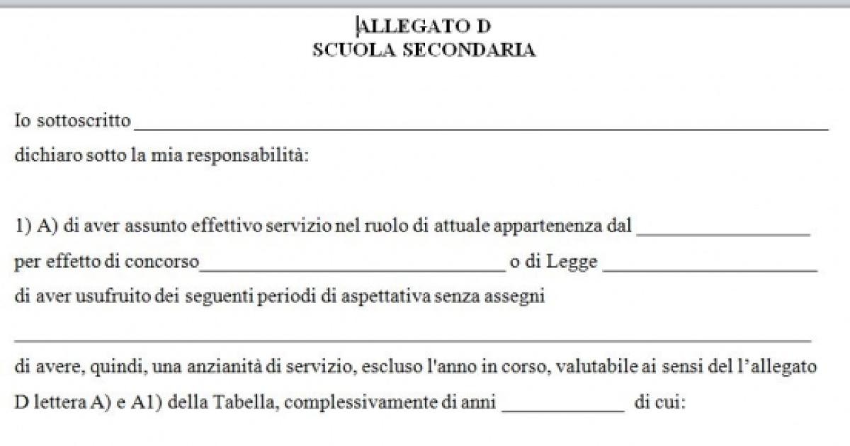 Mobilità docenti neoassunti: compilazione degli allegati alla domanda Mobilità docenti neoassunti: compilazione degli allegati alla domanda