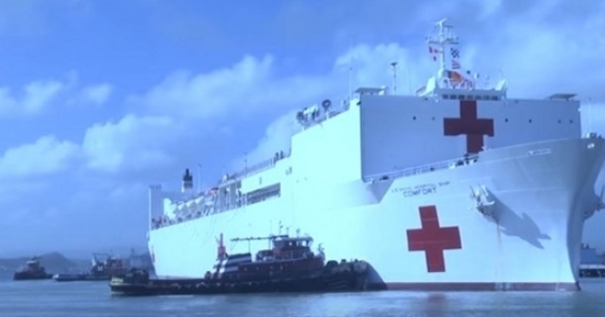 America’s USNS Comfort hospital ship arrived in Puerto Rico Wednesday