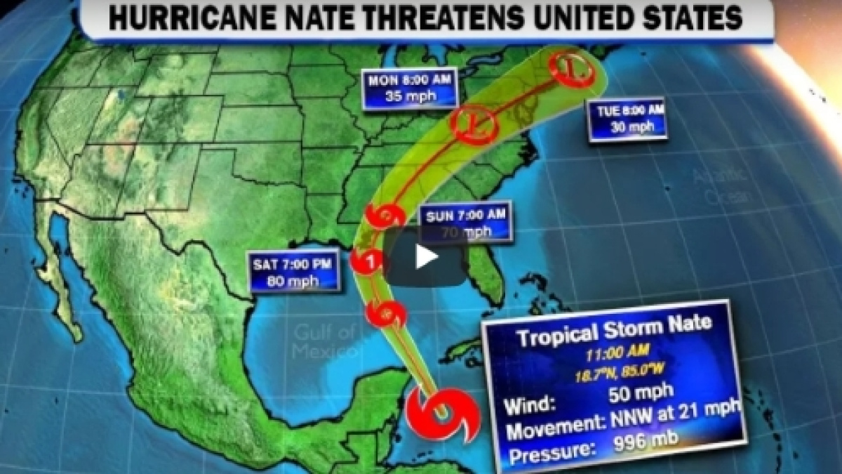 Hurricane Nate to arrive with storm surge and floods