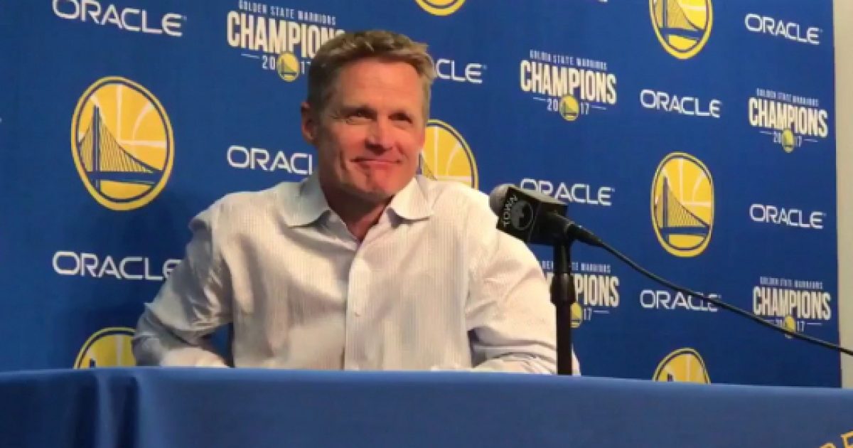 Steve Kerr makes a sarcastic comment about the Cleveland Cavaliers