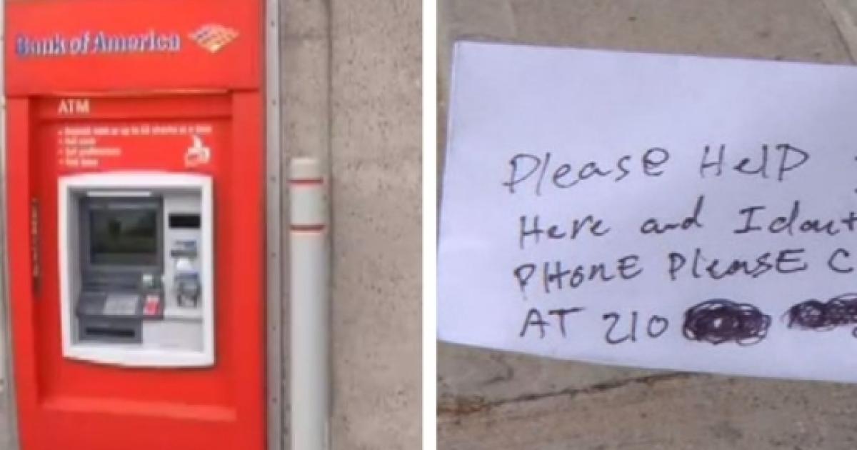 Man stuck in ATM asks for help by slipping a note through receipt slot