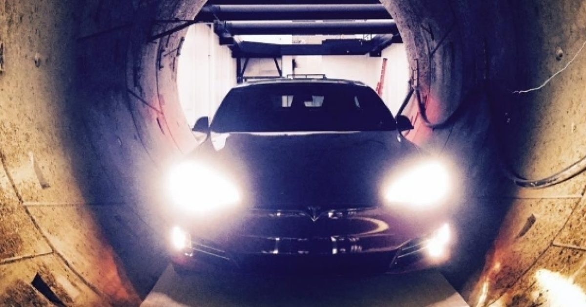 Elon Musk reveals Hyperloop footage and a Tesla car in Boring Company’s ...