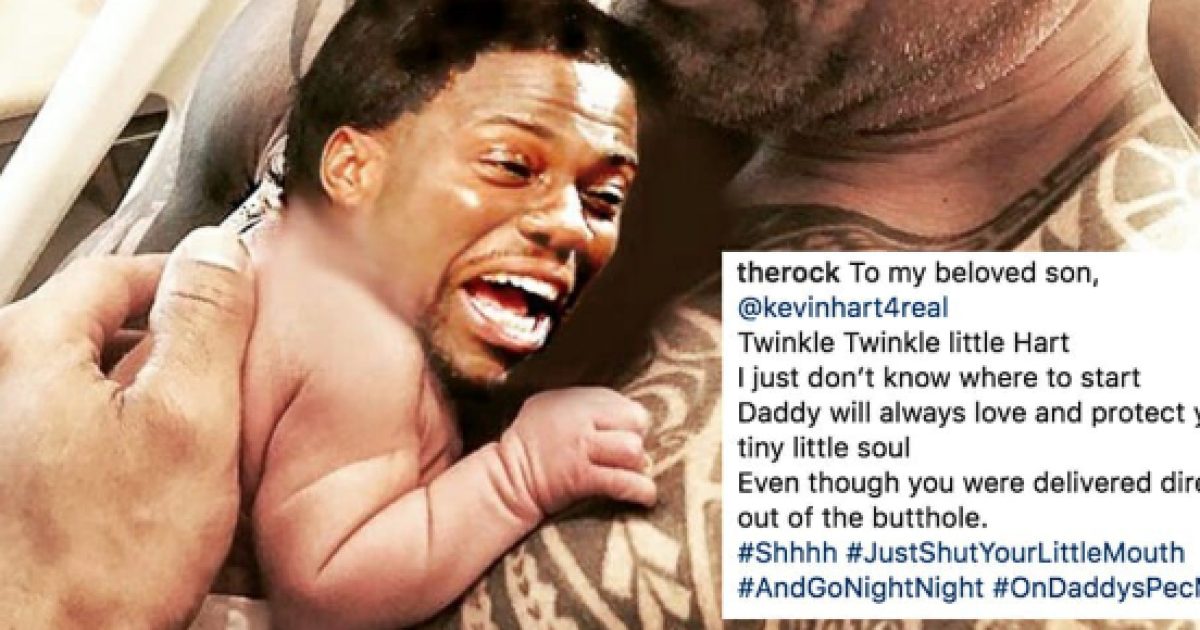 The Rock reveals hilariously photoshopped baby photo with Kevin Hart The Rock reveals hilariously photoshopped baby photo with Kevin Hart