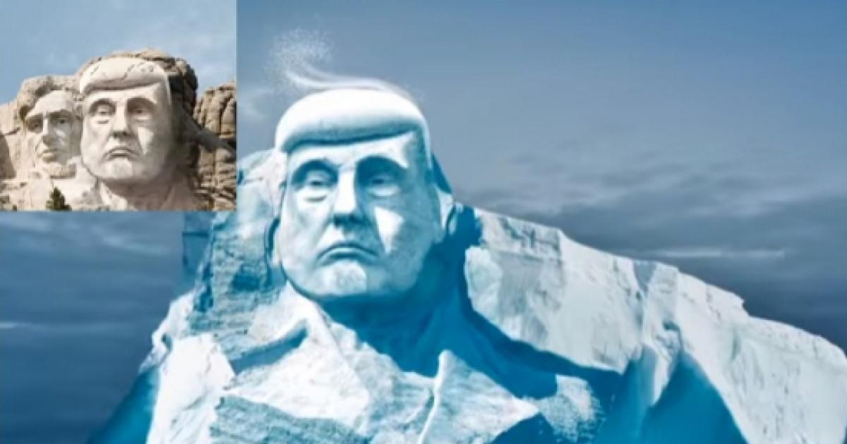 Trump's dripping face soon to be headline news via Arctic glacier sculpture