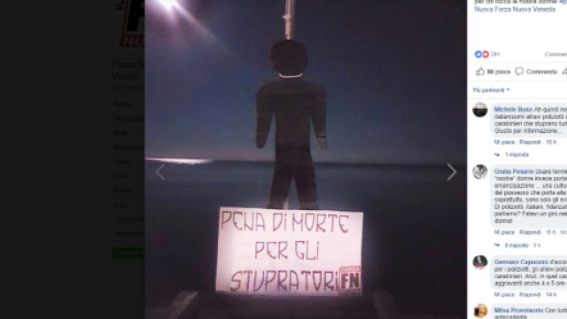 Stupro 15enne a Jesolo, per la città manichini col cappio al collo ...