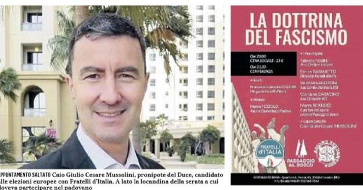 Caio Giulio Cesare Mussolini, il ristorante gli cancella la prenotazione dopo le critiche