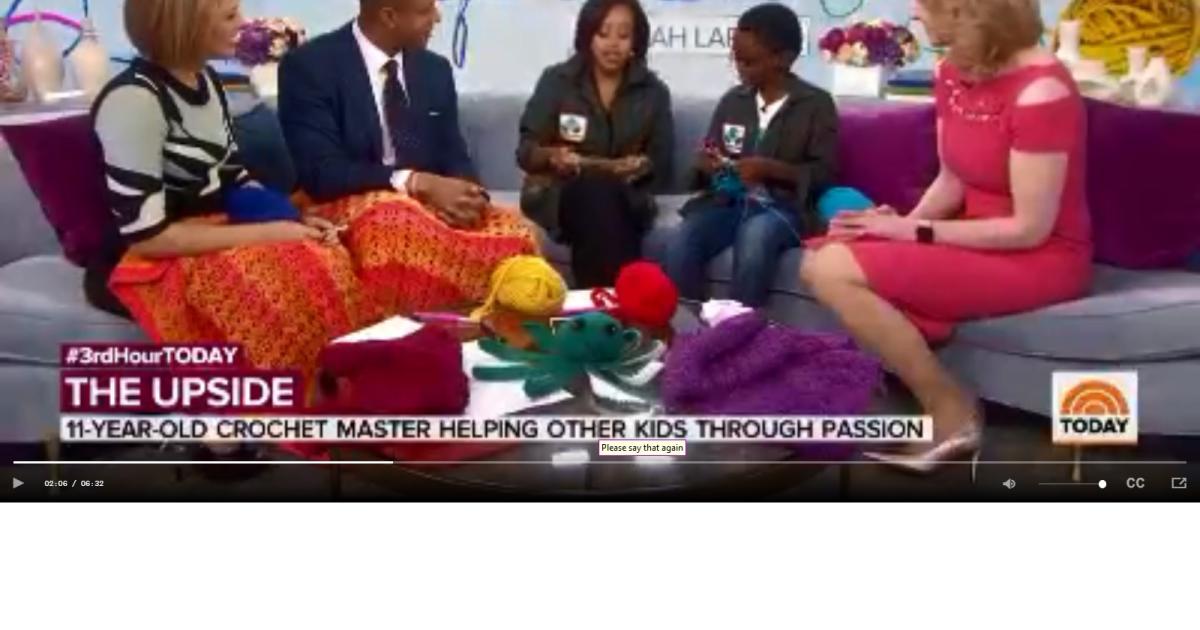 Crocheting wonder Jonah Larson tells Today about his divine yarn talents