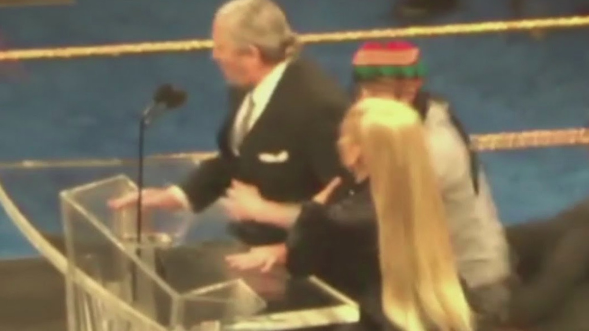 Video: Bret Hart attacked by fan during WWE Hall of Fame ceremony