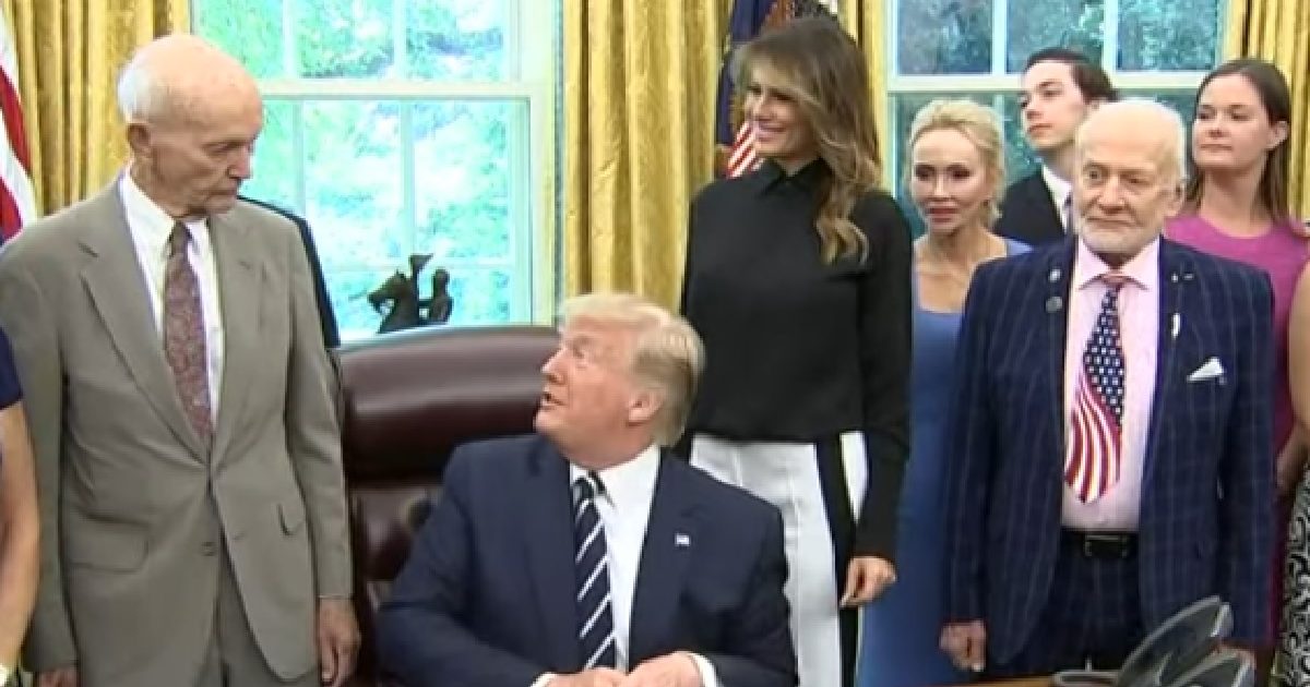 Donald Trump meets Buzz Aldrin and Michael Collins on 50th anniversary ...