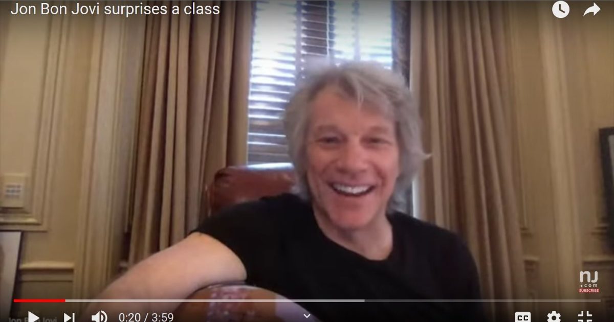 Jon Bon Jovi does a drop-in visit to a virtual kindergarten classroom