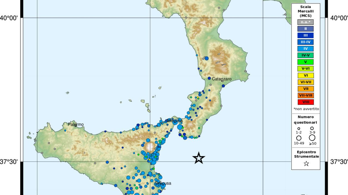 Terremoto di magnitudo 4,8 nel Mar Ionio: scossa avvertita in Calabria e Sicilia